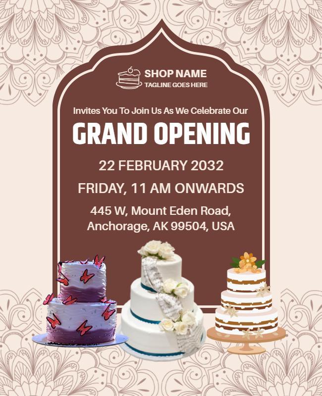 Elegant Floral Grand Opening Bakery Invitation Poster Template