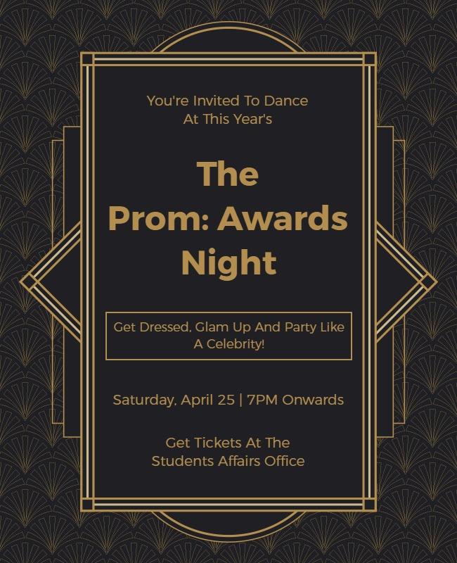 Elegant Gold Art Deco Prom Awards Night Poster Template