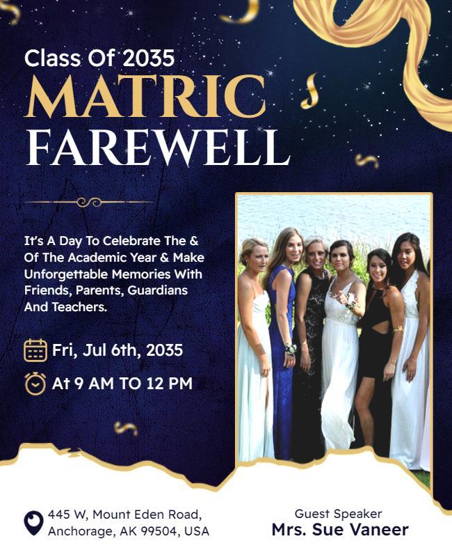 Elegant Gold Matric Farewell Celebration Poster Template