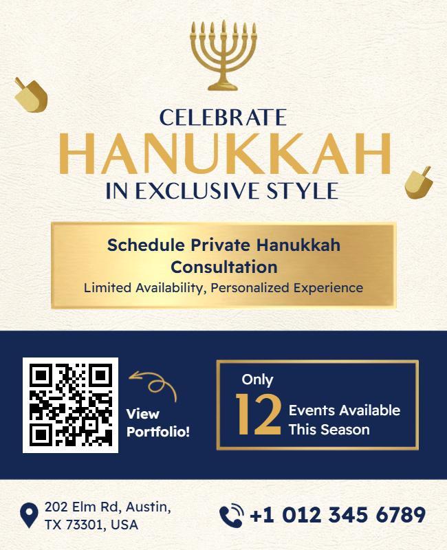 Elegant Hanukkah Celebration Event Consultation Flyer Template