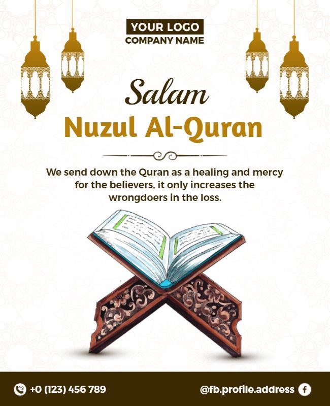 Elegant Islamic Theme Nuzul Al-Quran Celebration Poster Template