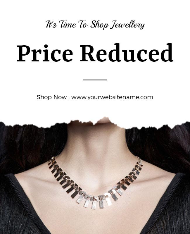 Elegant Minimalist Jewellery Sale Price Reduced Poster Template