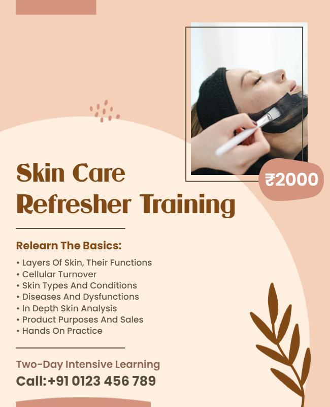 Elegant Peach Skin Care Refresher Training Course Poster Template