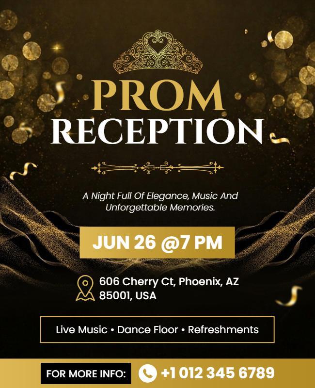 Elegant Prom Reception Celebration Poster Template
