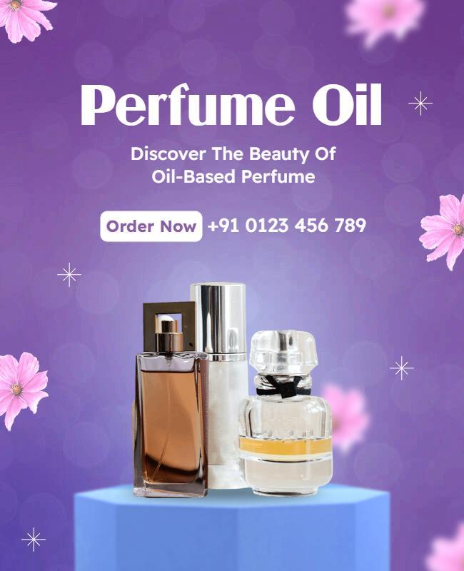 Elegant Purple Floral Perfume Oil Promotion Poster Template