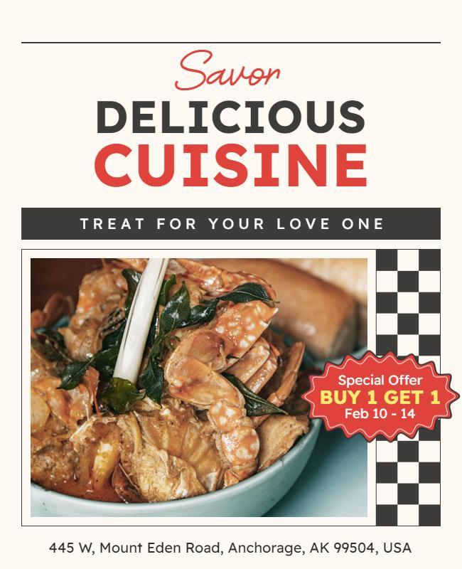 Elegant Red Culinary Delight Restaurant Promotion Poster Template