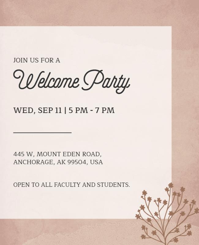 Elegant Soft Pink Welcome Party Invitation Poster Template