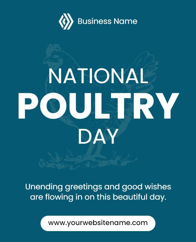 Elegant Teal National Poultry Day Celebration Poster Template