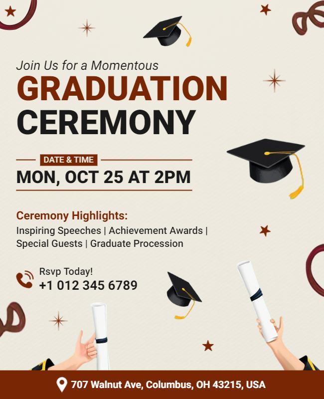 Elegant Themed Graduation Ceremony Invitation Poster Template