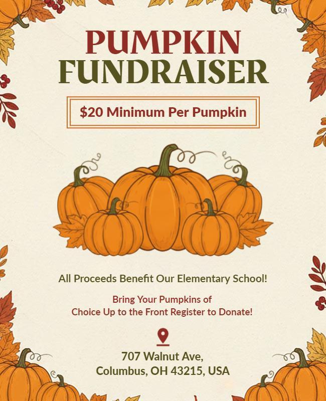 Elementary School Pumpkin Fundraiser Flyer Template