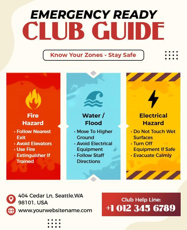 Emergency Preparedness Club Safety Guide Flyer Template