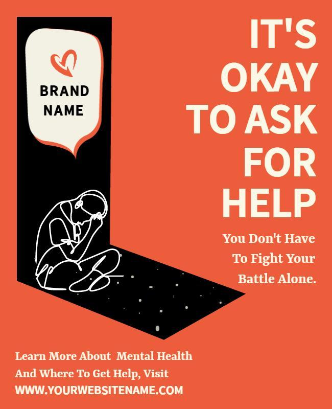 Emotional Support Awareness Mental Health Resource Poster Template