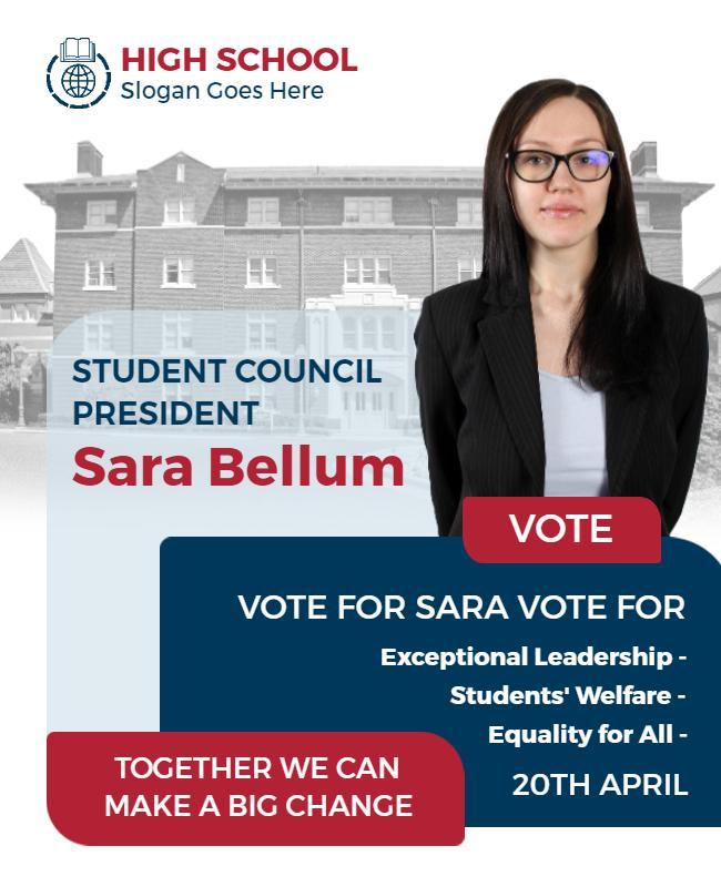 Empowering Blue Student Council Election Poster Template