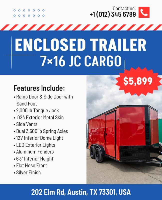 Enclosed Trailer Sales Promotional Flyer Template