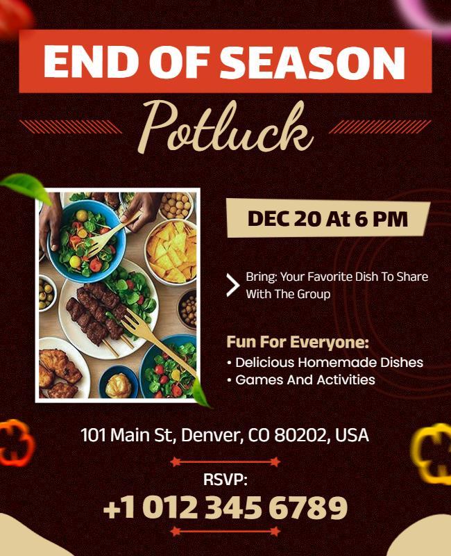 End of Season Potluck Event Flyer Template