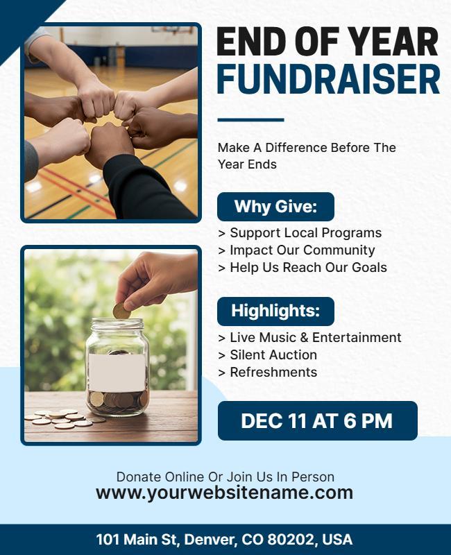 End of the Year Fundraiser with Refreshments Flyer Template