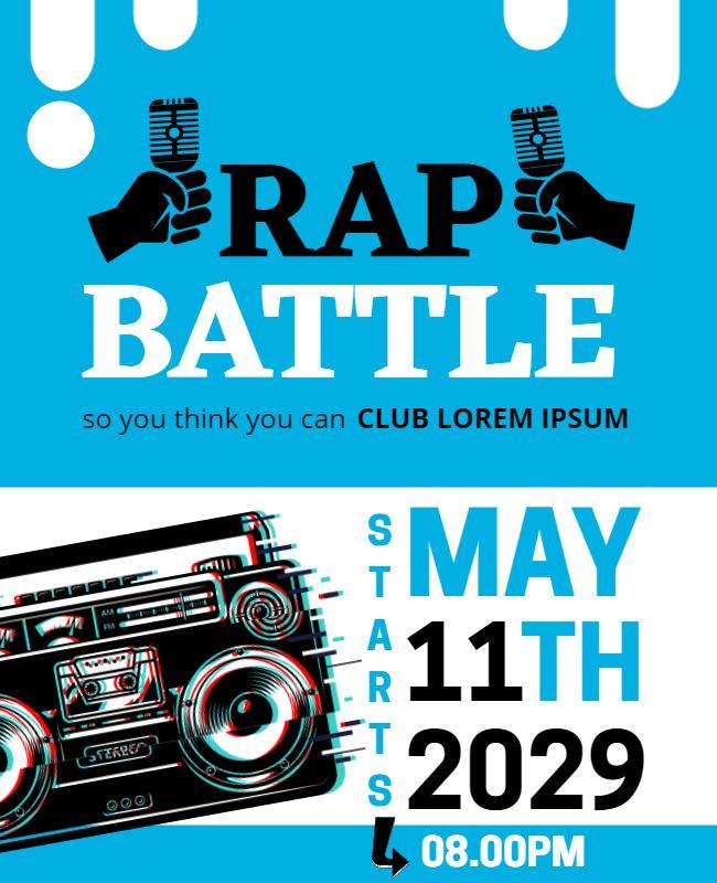 Energetic Blue Retro Rap Battle Event Poster Template