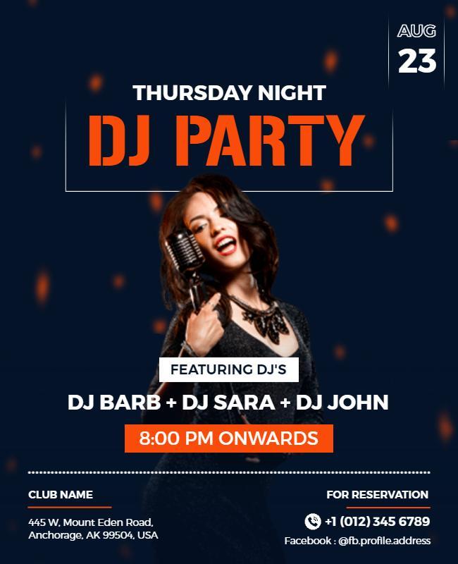 Energetic Nightclub DJ Party with Live Performers Poster Template