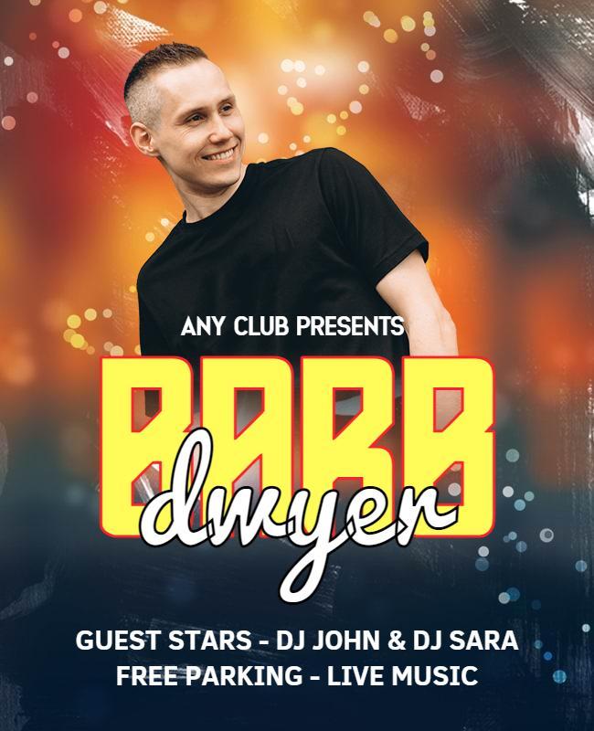 Energetic Nightclub DJ Performance Event Poster Template