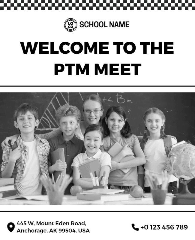 Engaging Black and White School PTM Meet Poster Template