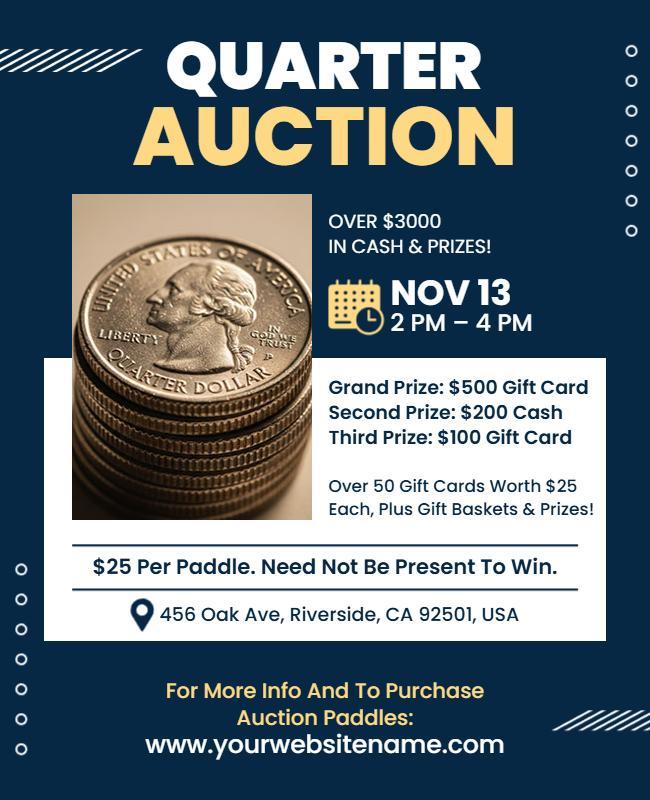 Engaging Blue Quarter Auction Fundraiser Event Flyer Template
