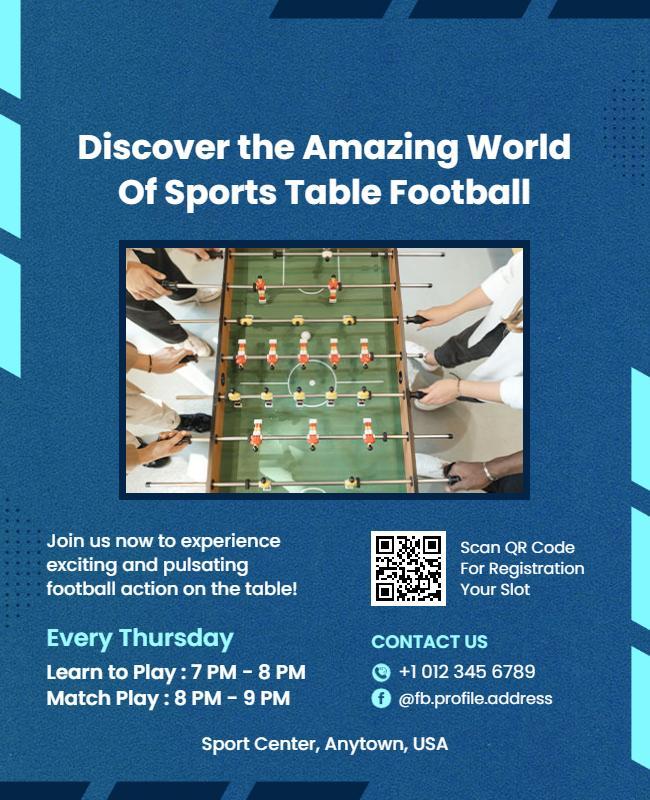 Engaging Blue Sports Table Football Experience Poster Template