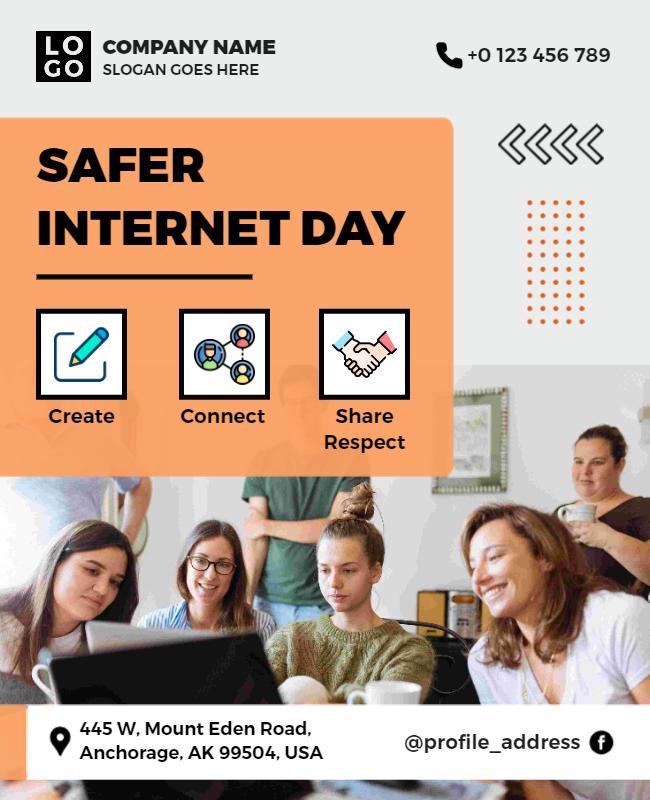 Engaging Colorful Poster for Safer Internet Day Template