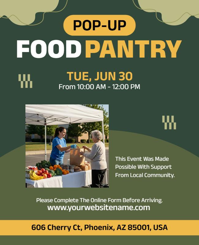 Engaging Green Outdoor Food Pantry Distribution Flyer Template