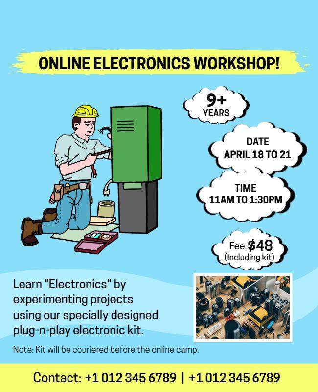 Engaging Online Electronics Workshop for Kids Poster Template