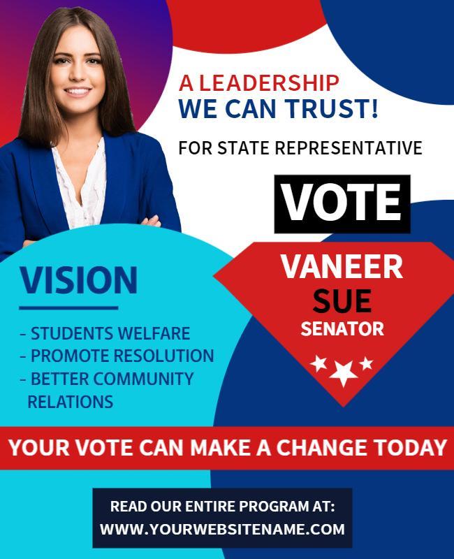 Engaging Red and Blue Political Campaign Poster Template