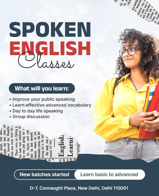 Engaging Spoken English Classes for Effective Communication Poster Template