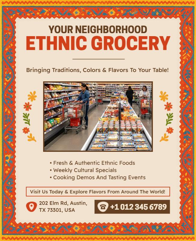 Ethnic Grocery Store Promotional Flyer Template