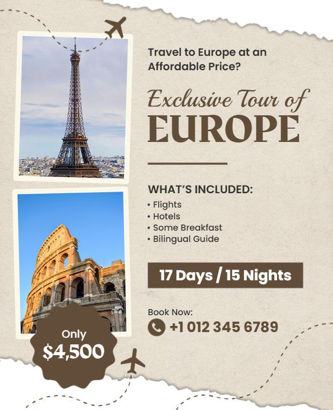 European Travel Tour Package Promotion Flyer Template