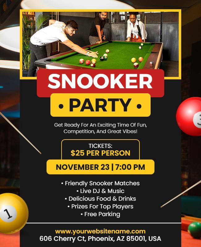 Evening Snooker Party Celebration Flyer Template