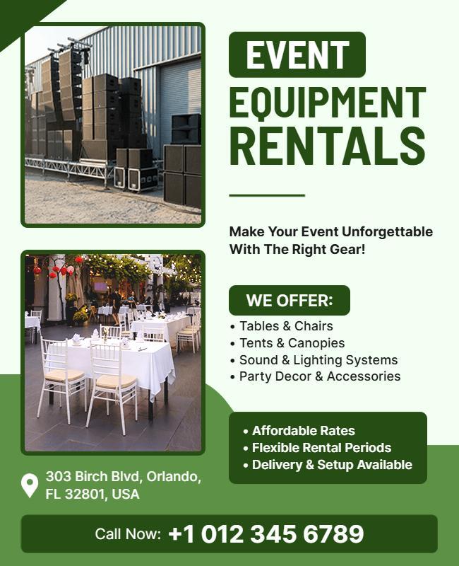Event Equipment Rentals Service Flyer Template