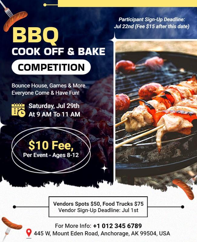 Exciting BBQ Cook Off and Bake Competition Poster Template