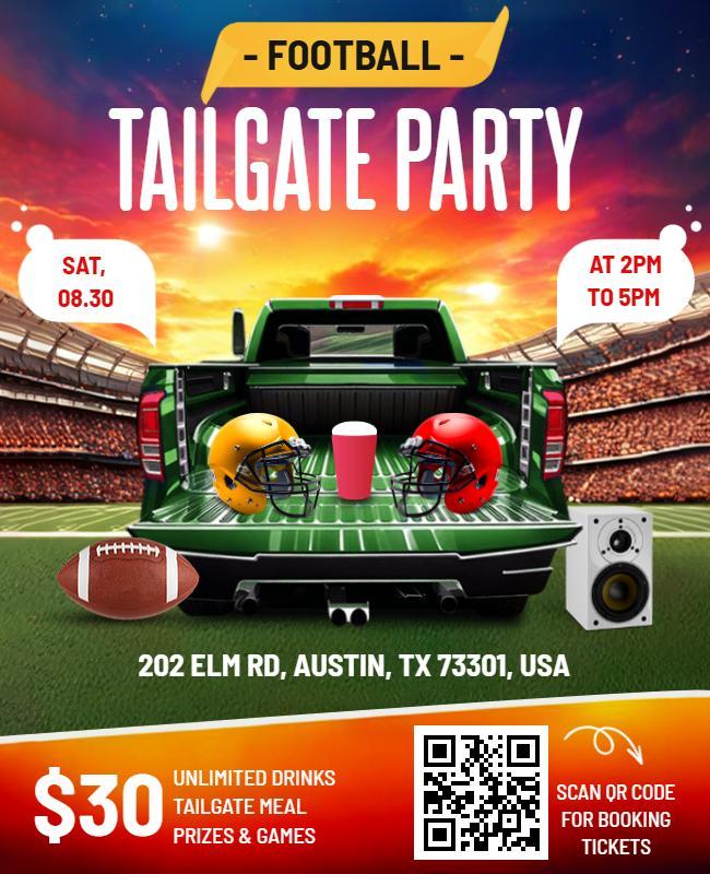 Exciting Football Tailgate Party on Game Day Poster Template