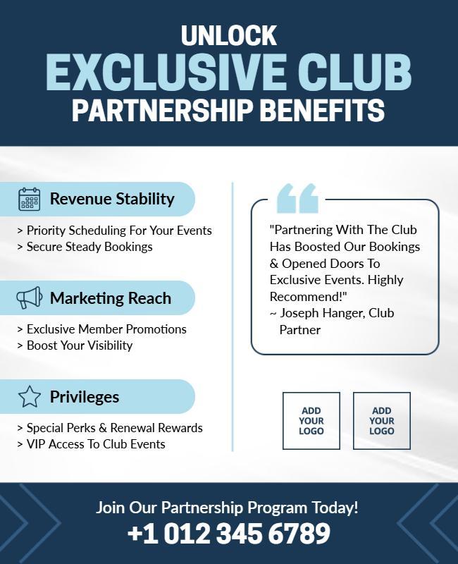 Exclusive Club Partnership Benefits Flyer Template