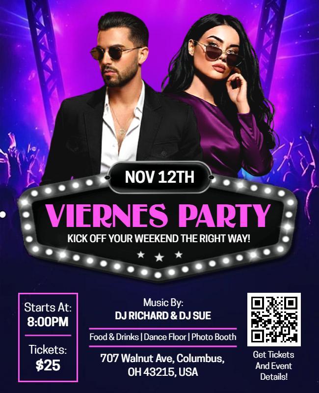 Exclusive Nightlife Viernes Party Invitation Flyer Template