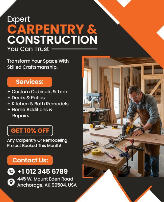 Expert Carpentry and Construction Services Flyer Template