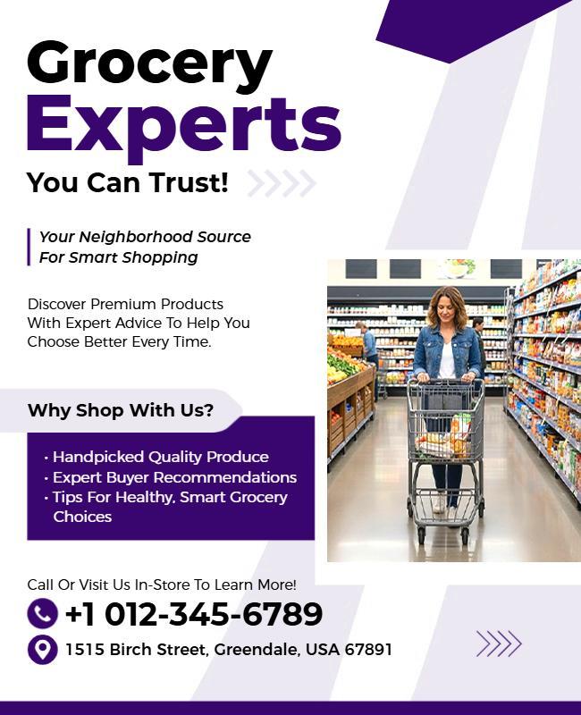 Expert Grocery Shopping Tips Flyer Template