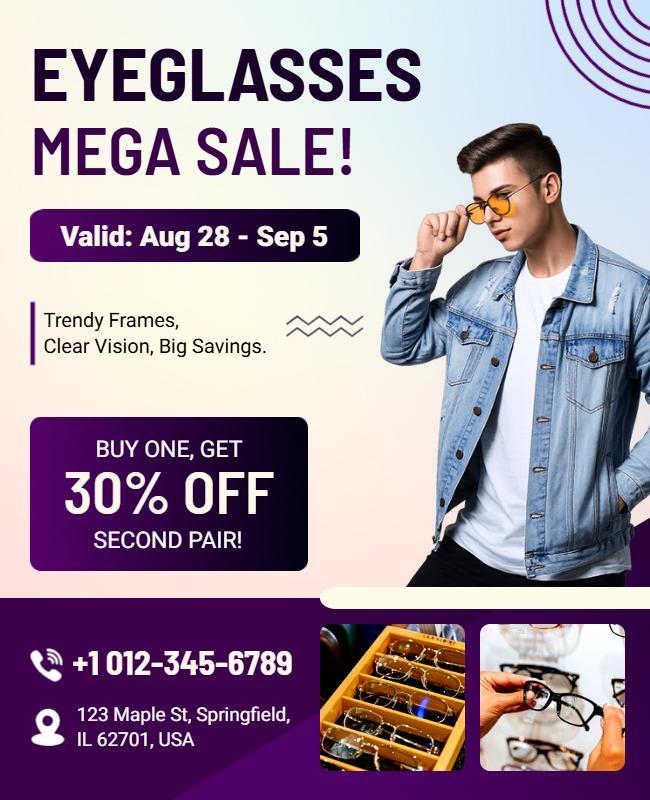 Eyeglasses Mega Sale Promotional Flyer Template