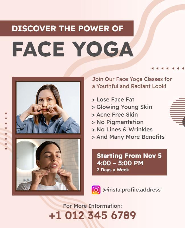 Face Yoga Class Promotion Flyer Template