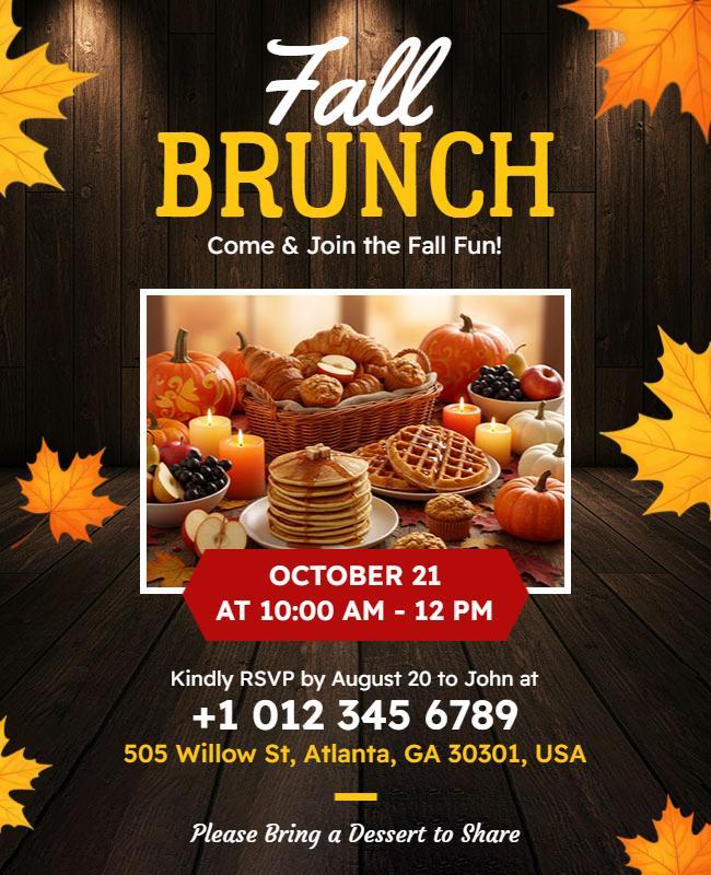 Fall Brunch Gathering Invitation Flyer Template