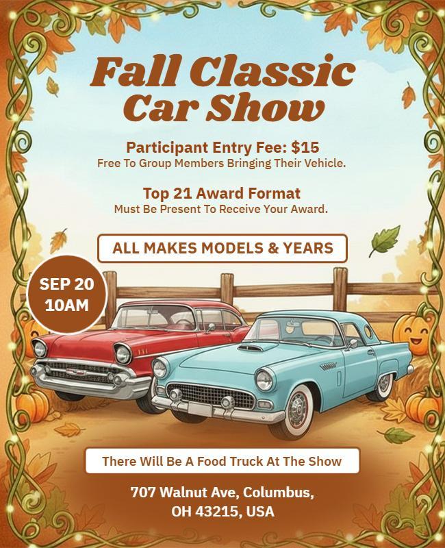 Fall Classic Car Show Event Flyer Template