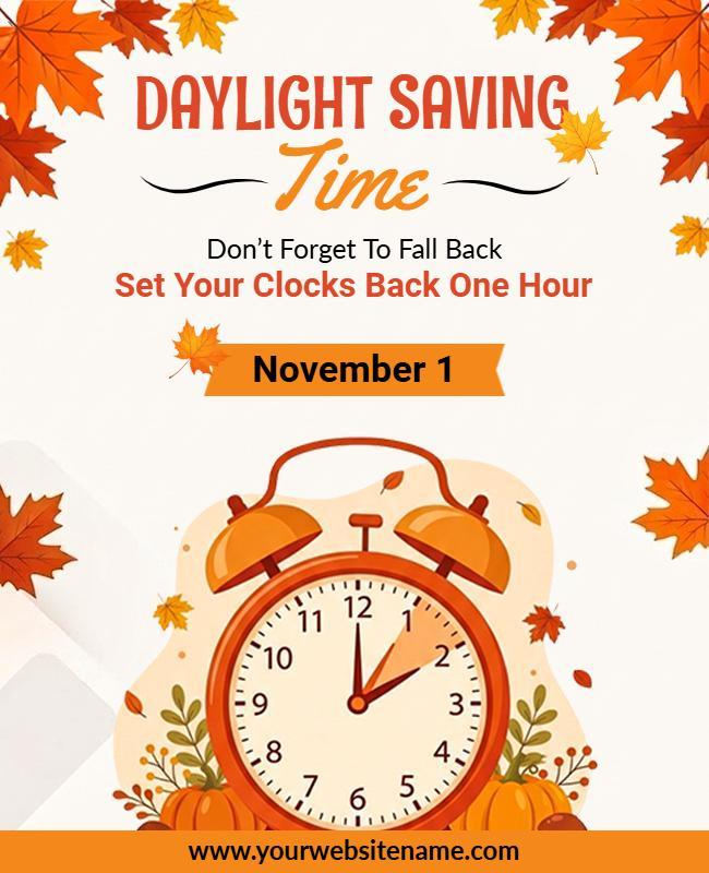 Fall Daylight Saving Time Reminder Flyer Template