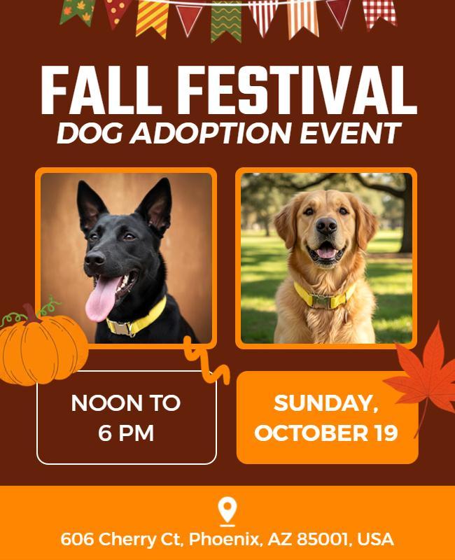 Fall Festival Dog Adoption Event Flyer Template