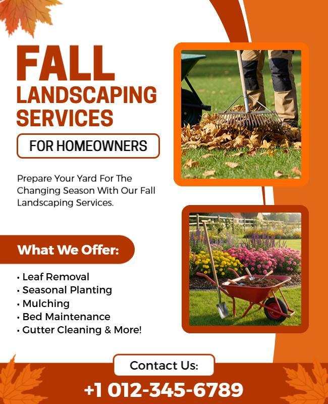Fall Landscaping Services Promotional Flyer Template