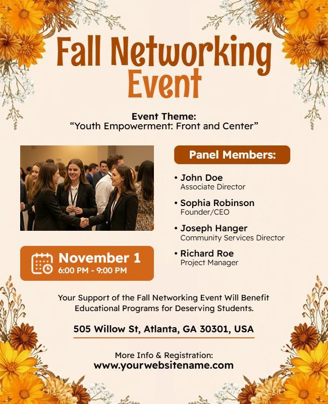 Fall Networking Event with Panel Discussions Flyer Template