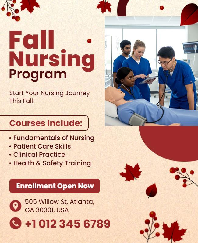 Fall Nursing Program Enrollment Flyer Template